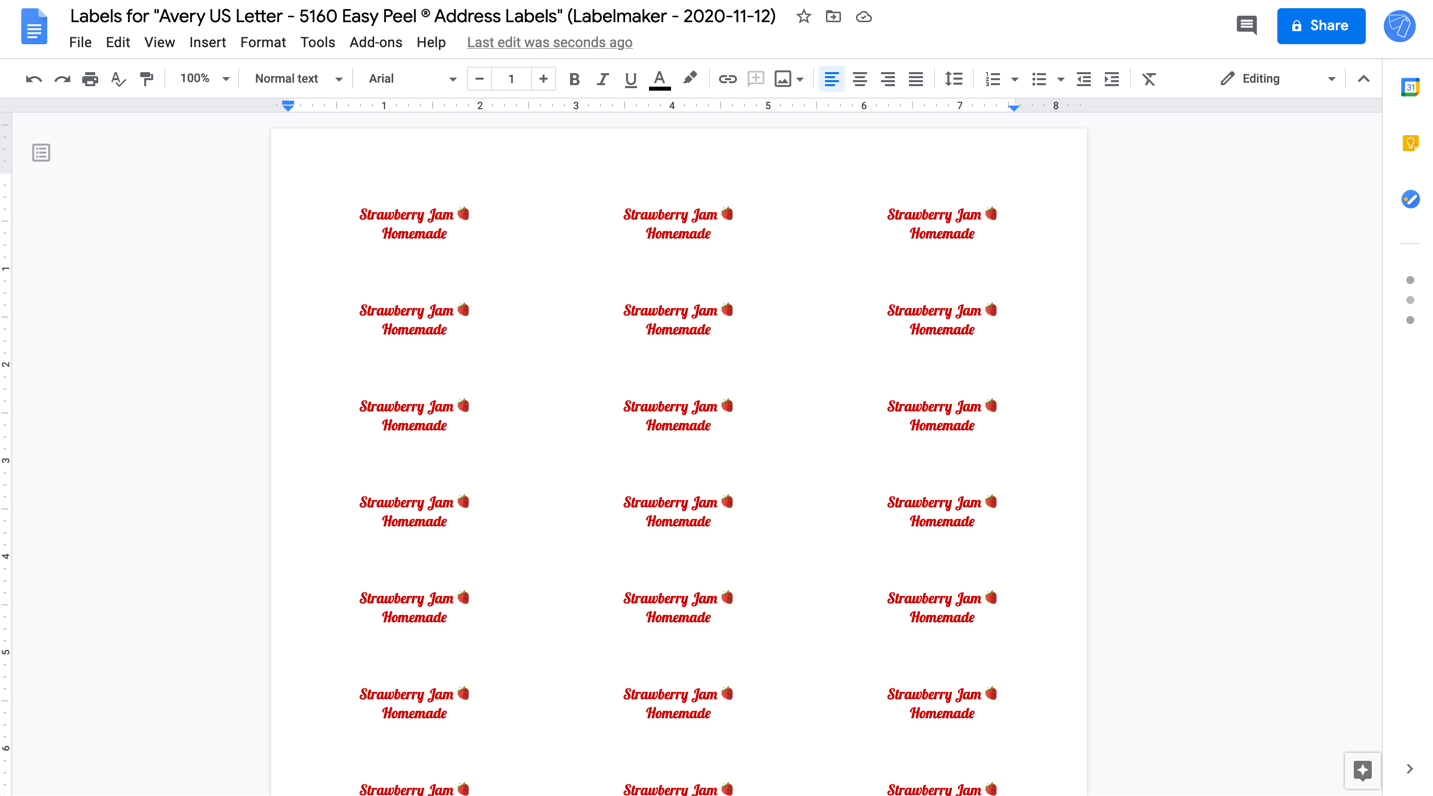 Google Doc Labels Template